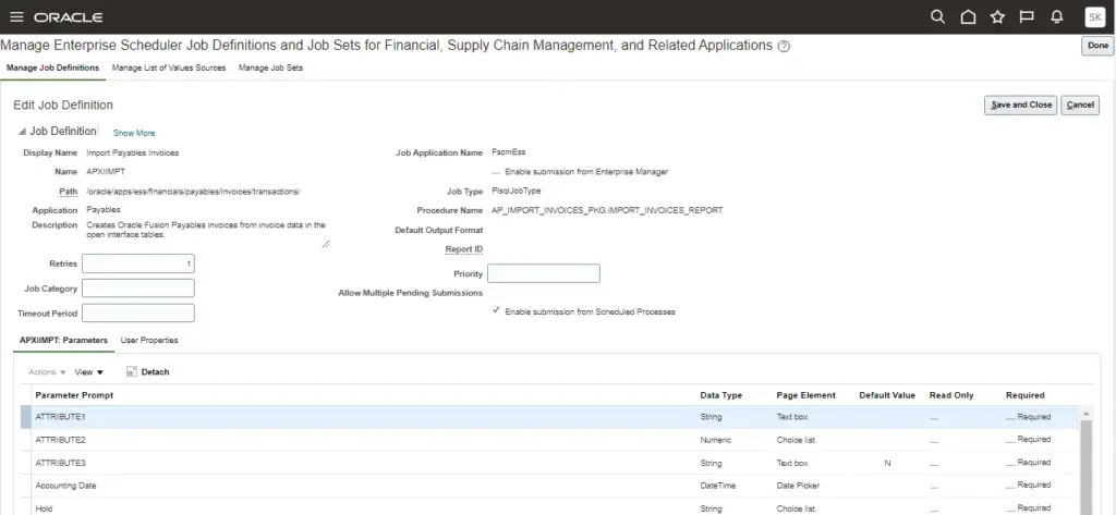 Get Details Of Standard Ess Job Definition In Oracle Fusion Oracleknowhow