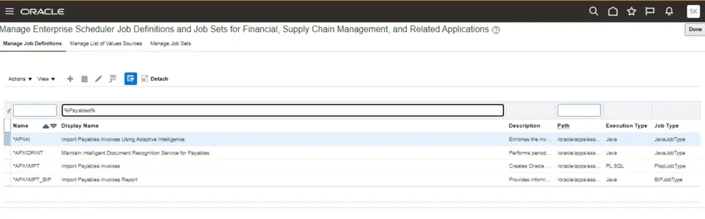 Get details of standard ESS Job definition in Oracle Fusion - Oracleknowhow